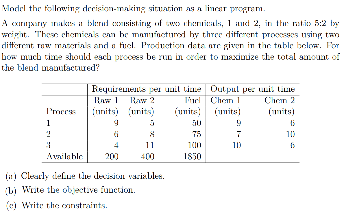 Solved Model the following decision-making situation as a | Chegg.com