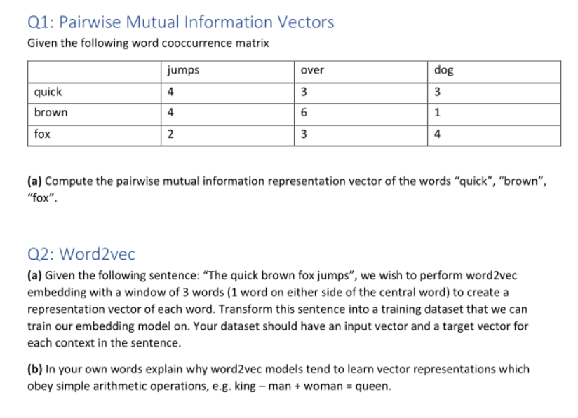 Q1: Pairwise Mutual Information Vectors Given the | Chegg.com