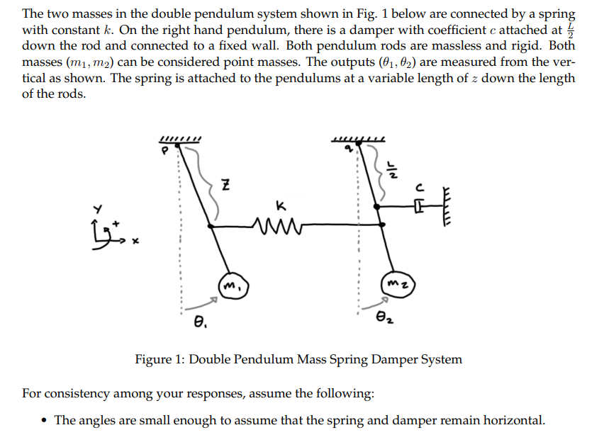 Solved The two masses in the double pendulum system shown in | Chegg.com
