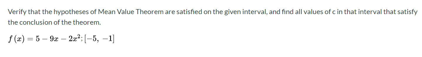Solved Verify that the hypotheses of Mean Value Theorem are | Chegg.com