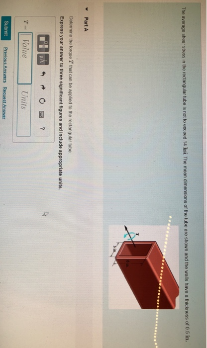 Solved The average shear stress in the rectangular tube is | Chegg.com
