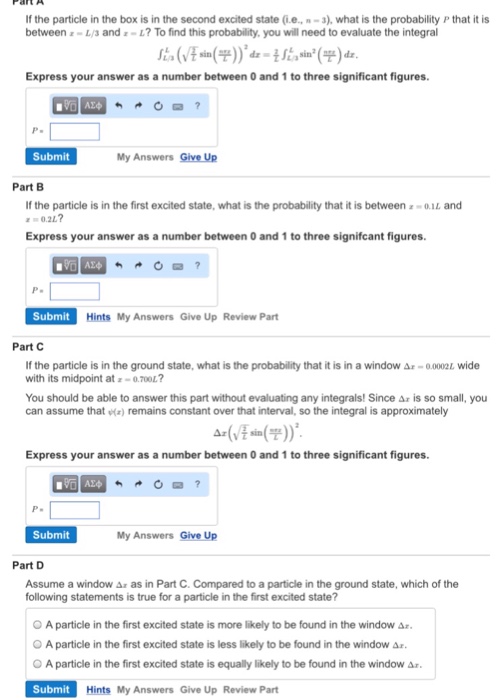 Solved If the particle in the box is in the second excited | Chegg.com