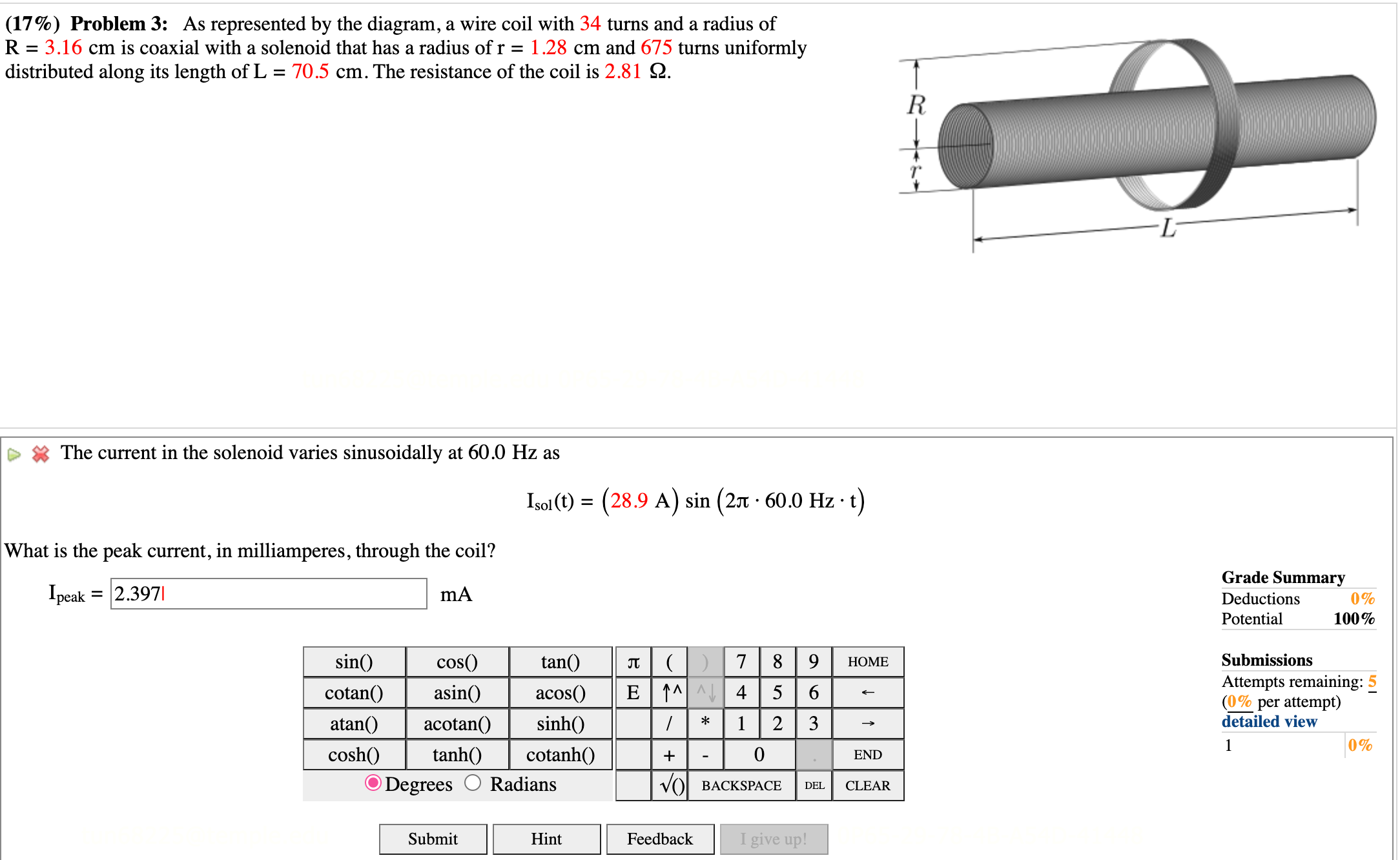 Solved (17\%) Problem 3: As represented by the diagram, a | Chegg.com