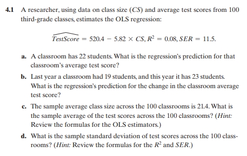 Solved .1 A researcher, using data on class size (CS) and | Chegg.com