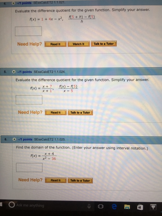 Solved Evaluate the difference quotient for the given | Chegg.com Solved Evaluate the difference quotient for the given | Chegg.com