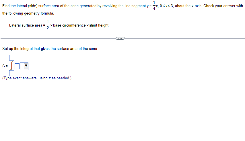 Solved Find the lateral (side) surface area of the cone | Chegg.com