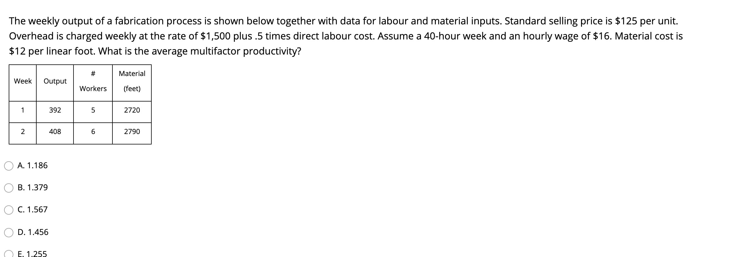 Solved The weekly output of a fabrication process is shown | Chegg.com