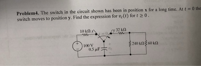 Solved Problem4. The switch in the circuit shown has been in | Chegg.com
