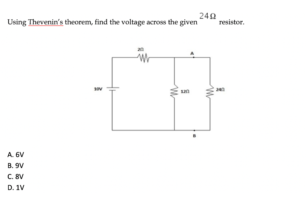 Solved 24Ω Using Thevenin's theorem, find the voltage across | Chegg.com