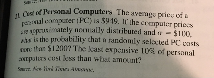 Solved Source:/vew ont of Personal Computers The average | Chegg.com