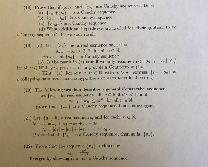 Solved 18 Prove That If And Th Are Cauchy Sequences 
