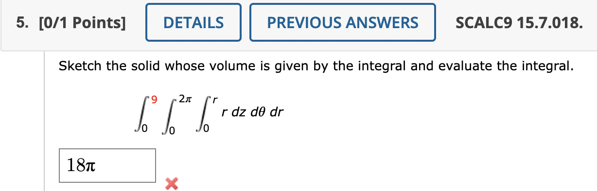 Solved 5. [0/1 Points] DETAILS PREVIOUS ANSWERS SCALC9 | Chegg.com
