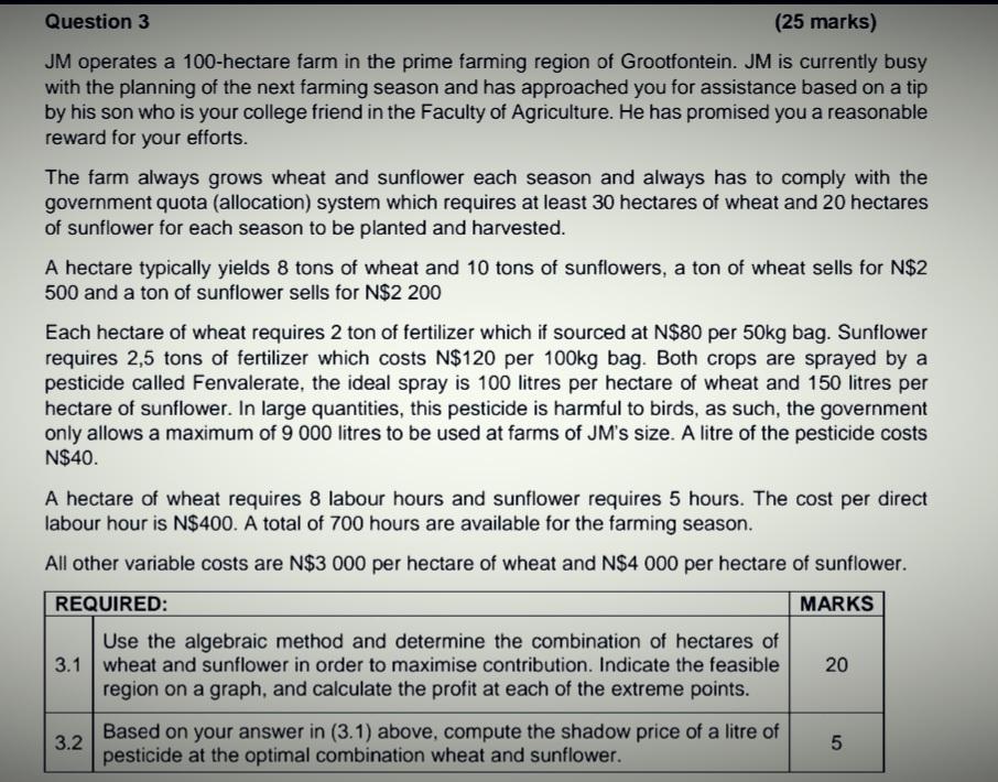 JM operates a 100 -hectare farm in the prime farming | Chegg.com