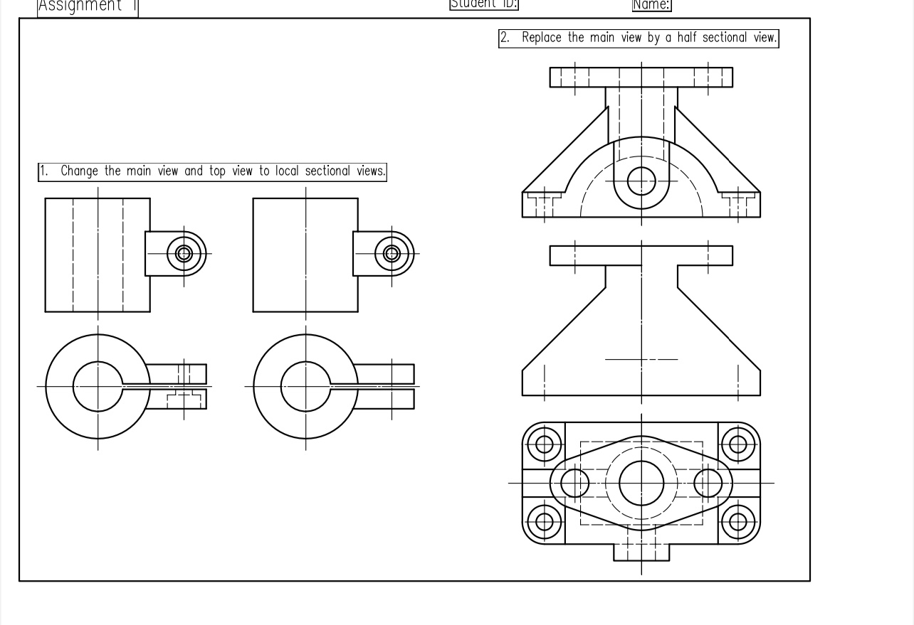 Solved engineering drawingAssignment ||Replace the main view | Chegg.com