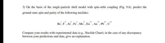 Solved 3) On the basis of the single-particle shell model | Chegg.com