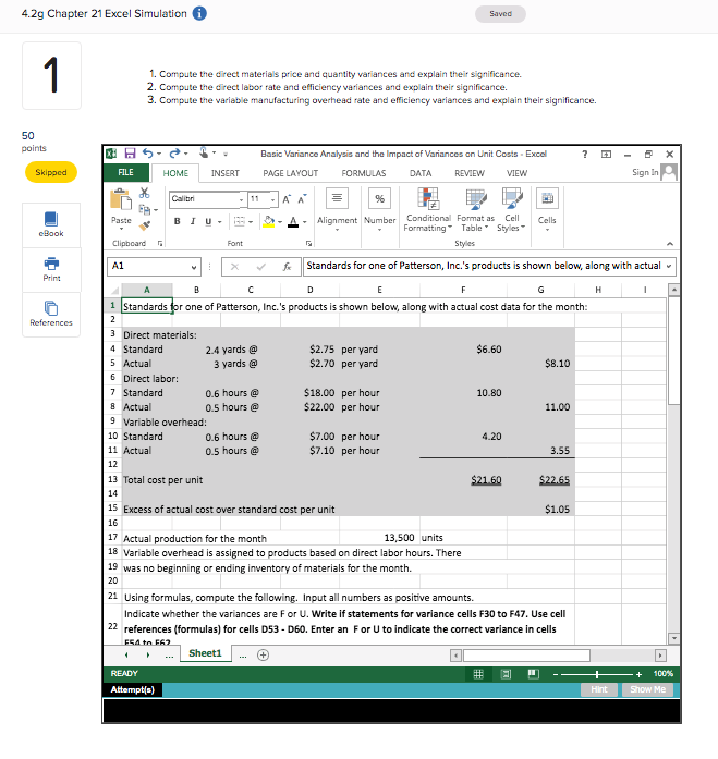 Solved 4.29 Chapter 21 Excel Simulation Saved 1 1. Compute | Chegg.com