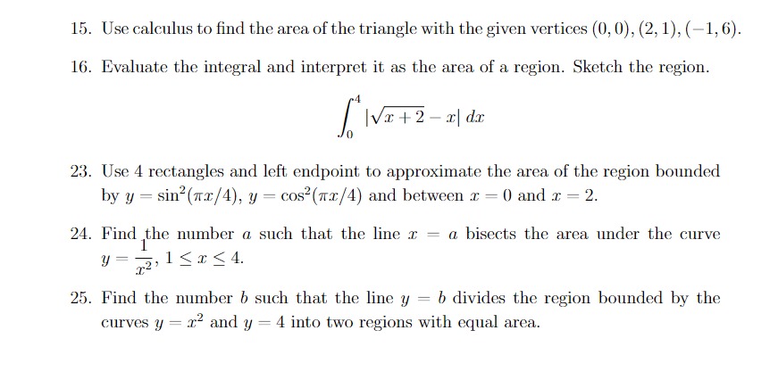 Solved Use calculus to find the area of the triangle with | Chegg.com