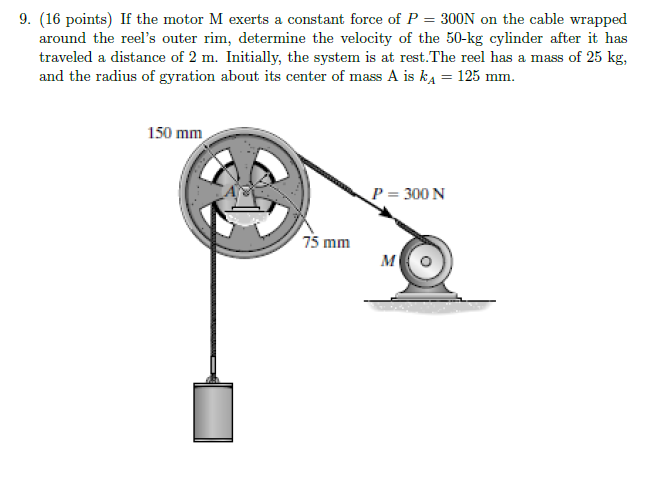 Solved 9. (16 points) If the motor M exerts a constant force | Chegg.com