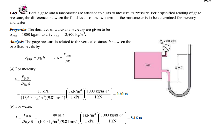 Solved 1-69 if Both a gage and a manometer are attached to a | Chegg.com