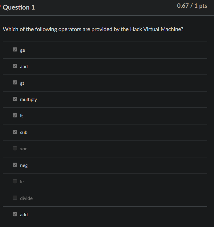 Solved Question 1 0.67 / 1 pts Which of the following | Chegg.com