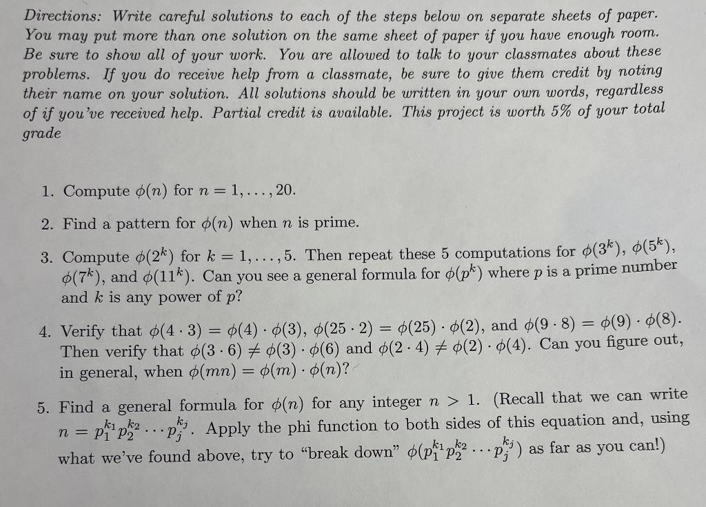 Solved Directions: Write careful solutions to each of the | Chegg.com