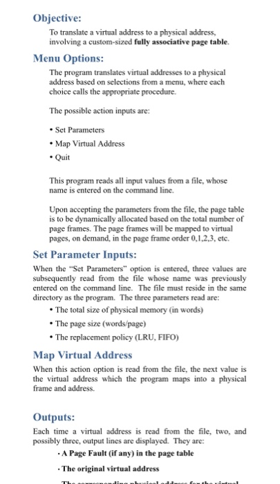 Objective: To translate a virtual address to a | Chegg.com