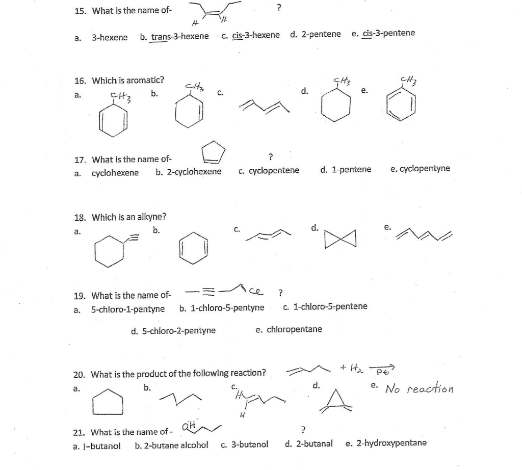 Solved 15. What is the name of ? 4 a. 3-hexene b. | Chegg.com