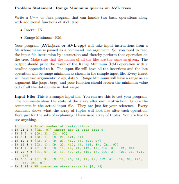 Solved Problem Statement Range Minimum Queries On Avl Trees 1200