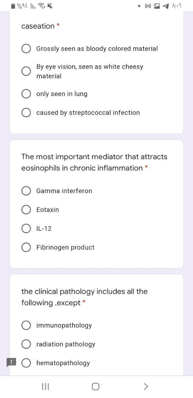 Solved %9€ II. MR 4.7 caseation * Grossly seen as bloody | Chegg.com