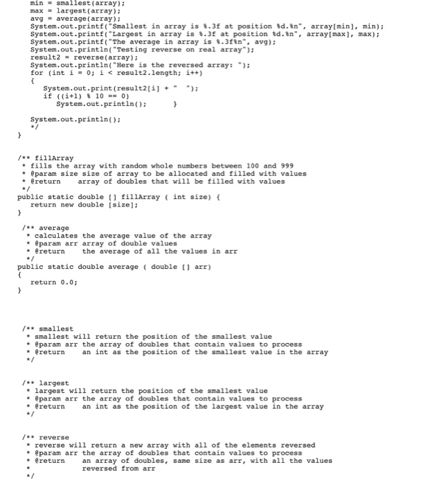 Solved Problem 1 D Arrays And Passing Arrays To Methods For 