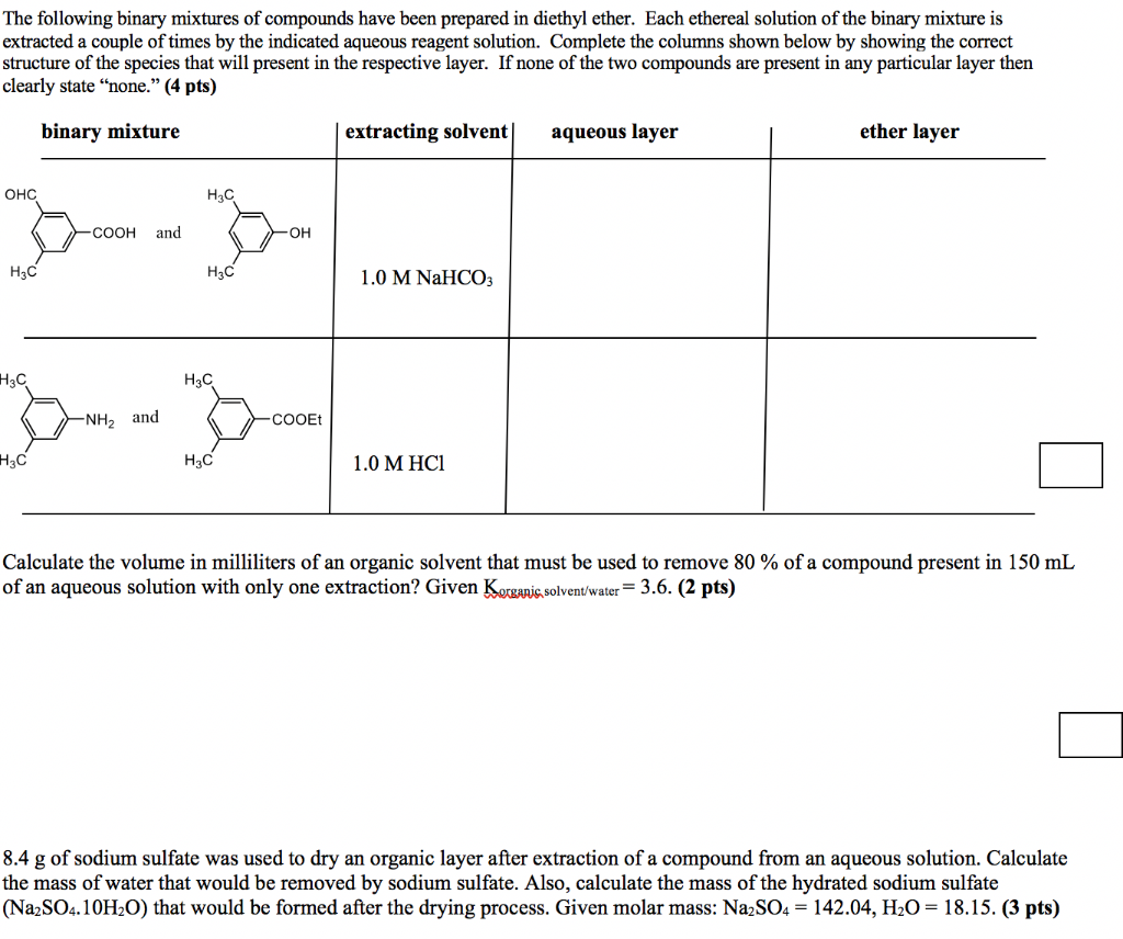 Solved The following binary mixtures of compounds have been | Chegg.com