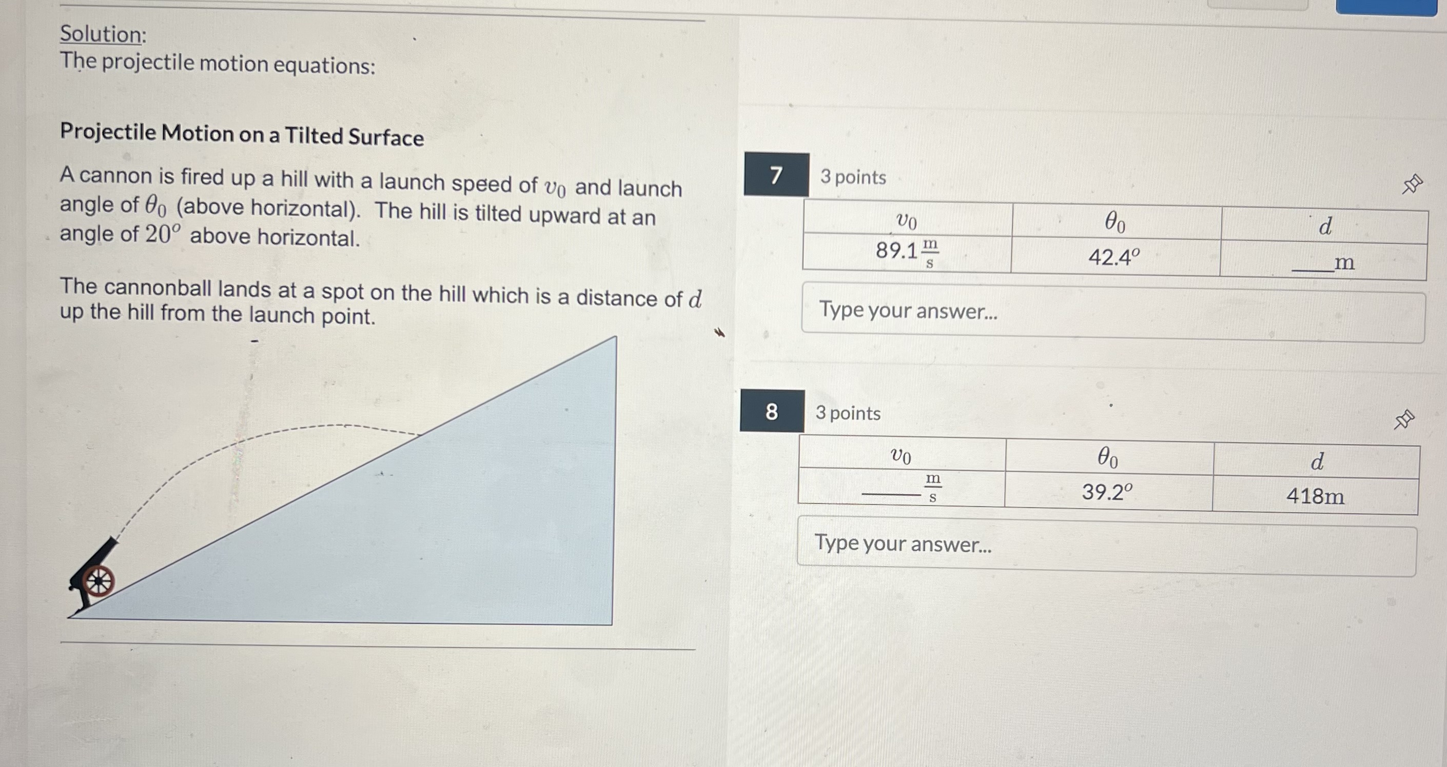 Solved Solution: The projectile motion equations: Projectile | Chegg.com