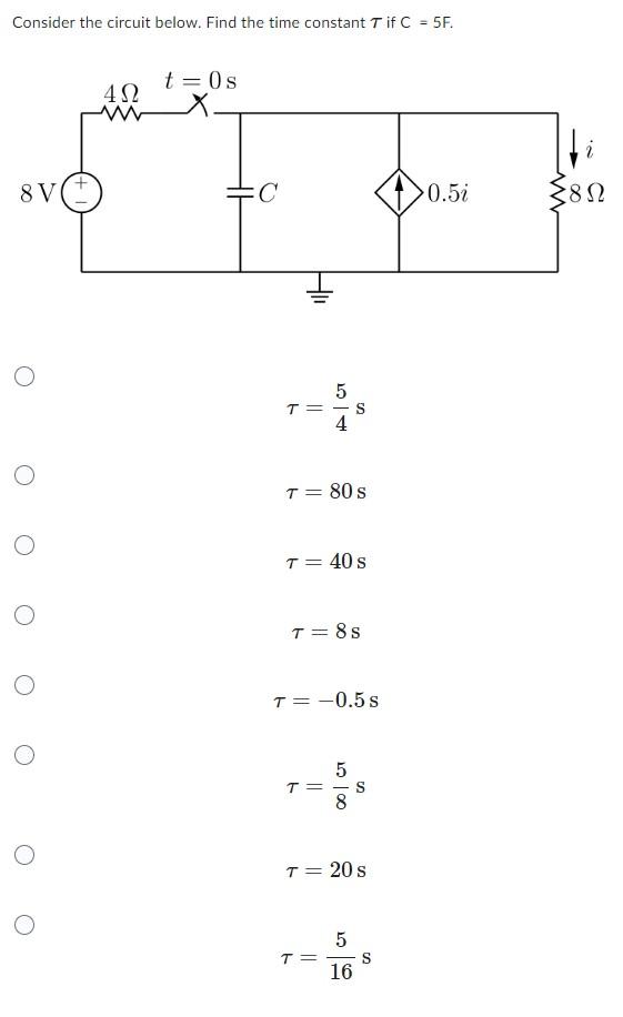 Solved Consider the circuit below. Find the time constant τ | Chegg.com