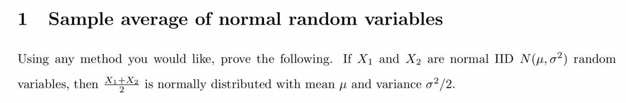 Solved 1 Sample average of normal random variables Using any | Chegg.com