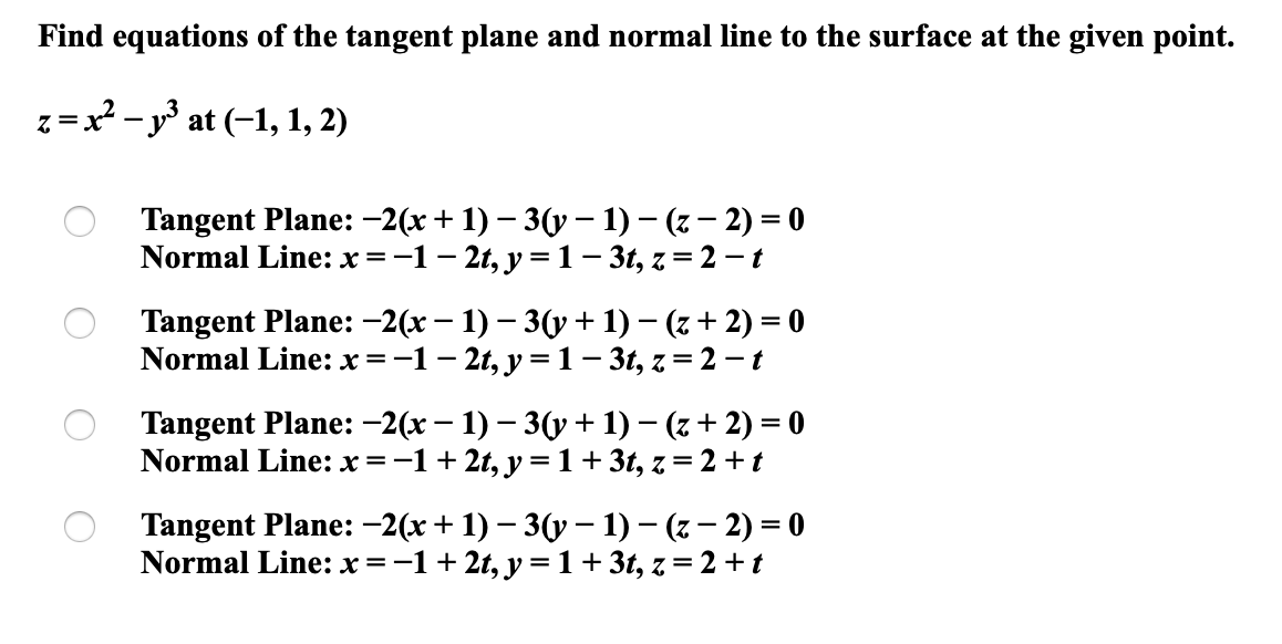 Solved 12-6 Find equations of the tangent plane and normal | Chegg.com