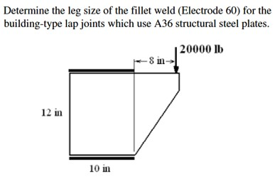 Determine the leg size of the fillet weld (Electrode | Chegg.com