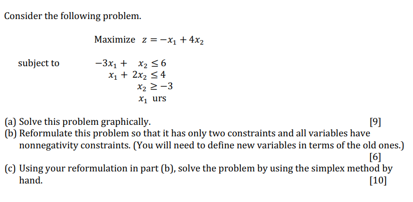 Solved Consider the following problem. ﻿Maximize z=-x1+4x2 | Chegg.com