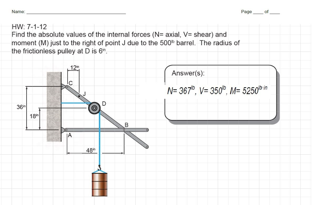 Solved STATICS - INTERNAL FORCES - Please show step-by-step | Chegg.com