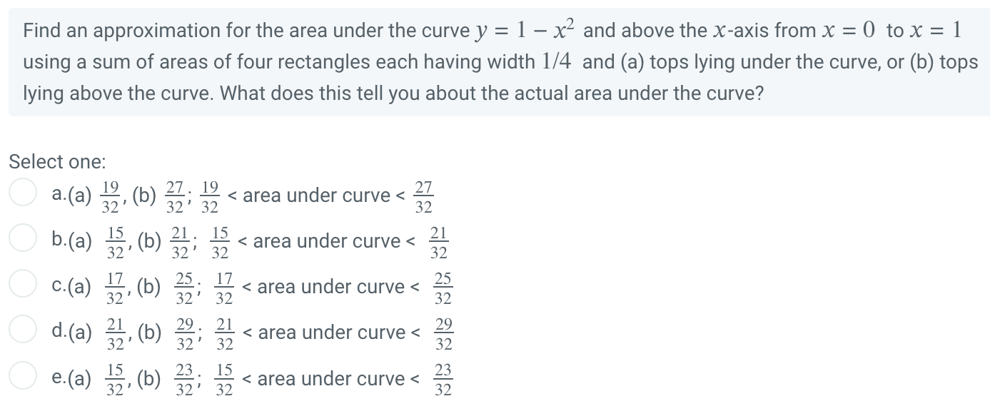 Solved Find an approximation for the area under the curve | Chegg.com