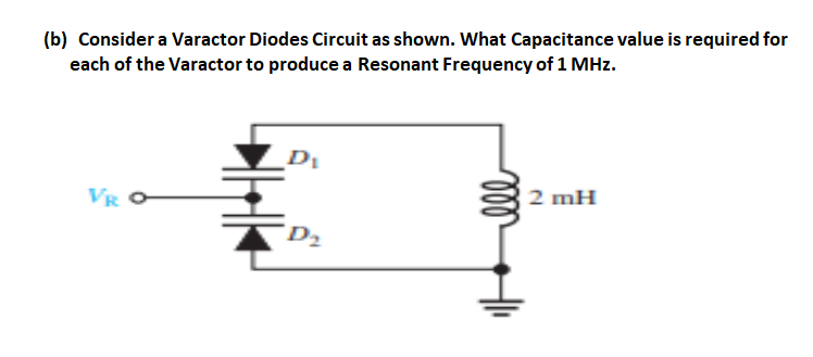 Solved (b) Consider a Varactor Diodes Circuit as shown. What | Chegg.com