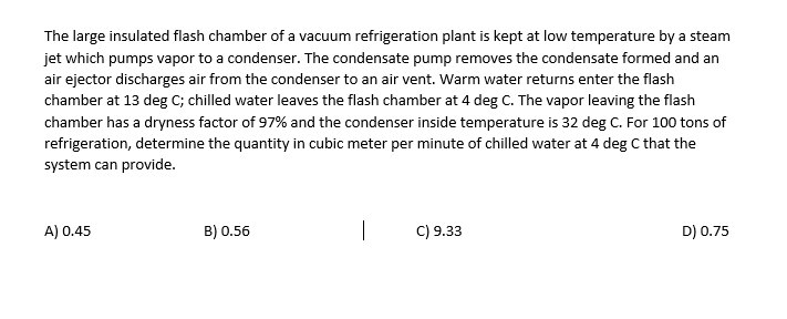 Solved The large insulated flash chamber of a vacuum | Chegg.com