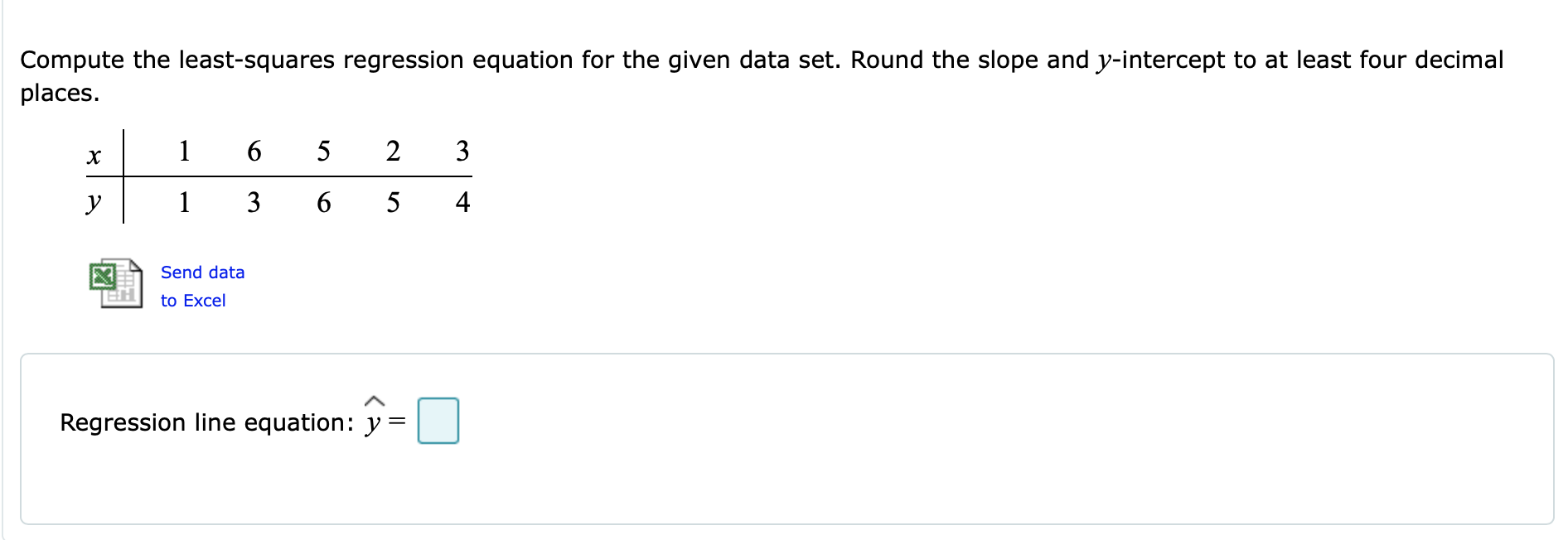 Solved Compute the least-squares regression equation for the | Chegg.com