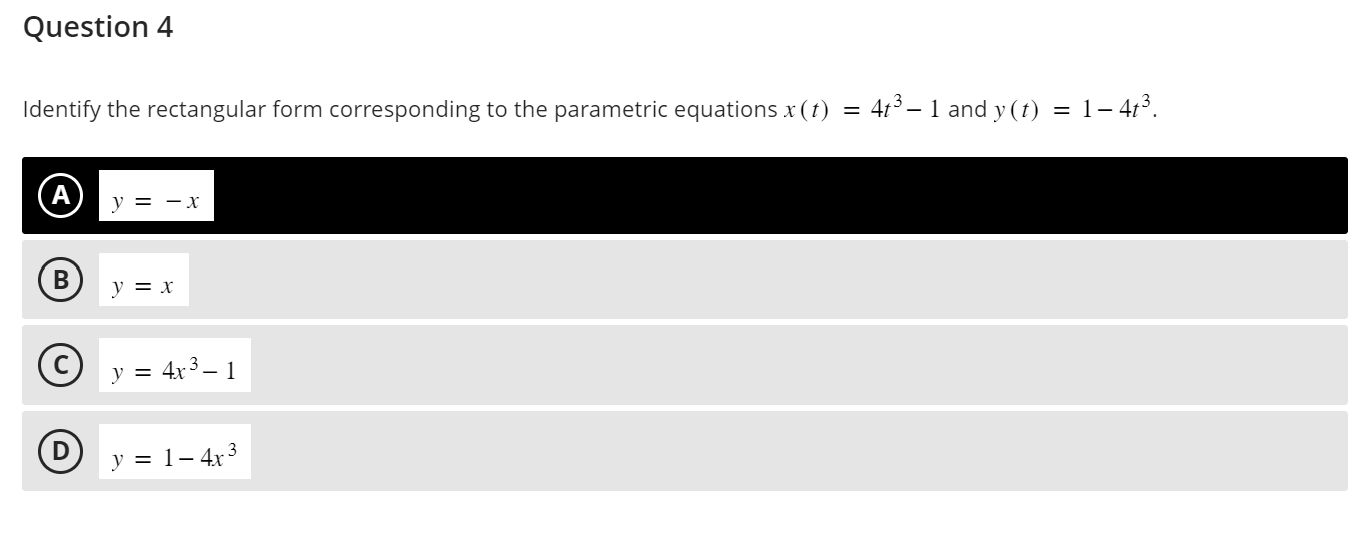 Solved Identify the rectangular form corresponding to the | Chegg.com