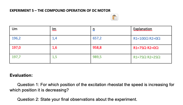 Solved EXPERIMENT 5- THE COMPOUND OPERATION OF DC MOTOR Um | Chegg.com
