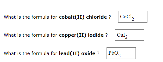 Solved What is the formula for cobalt(II) chloride ? CoCl2 | Chegg.com