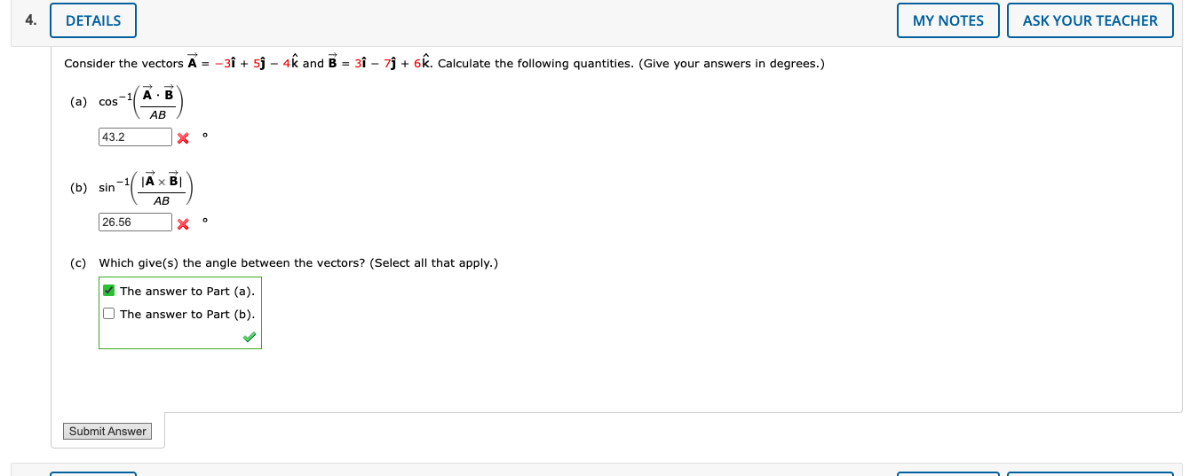 Solved ider the vectors A=−3i^+5j^−4k^ and B=3 ^−7j^+6k^ | Chegg.com