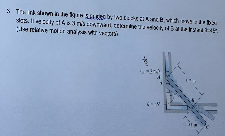 Solved The link shown in the figure is guided by two blocks | Chegg.com