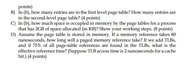 Solved 2 20 Points Consider A 32 Bit Logical Address 