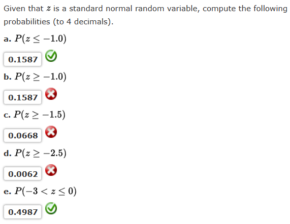 Solved Given that z ﻿is a standard normal random variable, | Chegg.com