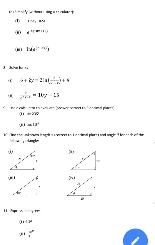 Solved (b) Simplify (without using a calculator): (i) 3 log2 | Chegg.com